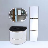 China 70x48x54cm PVC Bathroom Cabinet with Side Cabinet and LED Mirror Modern Storage Set for sale