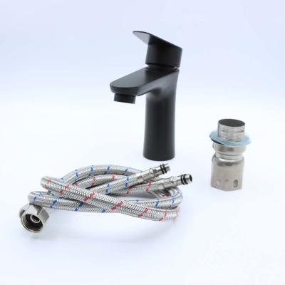 China Matte Black Bathroom Vanity Faucet 304 Stainless Steel Single Hole Basin Mixer 15x14 cm for sale