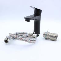 China Matte Black Bathroom Vanity Faucet 304 Stainless Steel Single Hole Basin Mixer 15x14 cm for sale