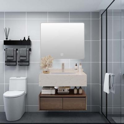 China Wall Mount Bathroom Vanity 80x25x50cm Luxury Ceramic Basin Set 60KG for sale