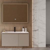 China Modern Single Sink Wood Bathroom Vanity with LED Mirror 80x45x50cm Customizable for sale