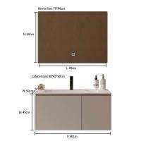 China Modern Single Sink Wood Bathroom Vanity with LED Mirror 80x45x50cm Customizable for sale