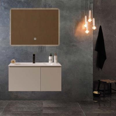 China Modern Wall Mounted Bathroom Vanity Floating Cabinet 35-37 in with Sink and LED Mirror for sale