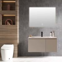 China Modern Ceramic Wood Bathroom Vanity Under Sink Cabinet with LED Mirror 35-37 in for sale