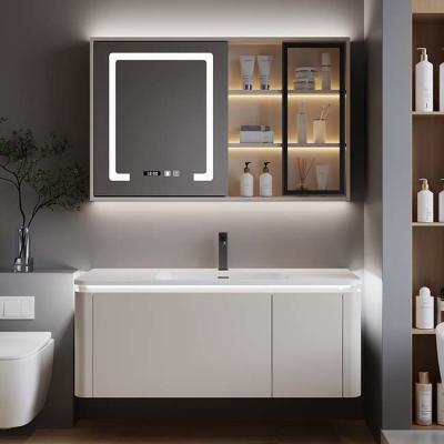 China Starry Grey Small Vanity Unit With Basin LED Mirror And Side Cabinet for sale