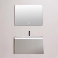 China Luxury Bathroom Cabinet with Sink and LED Mirror 35-37 in Width Modern Wall Mounted Vanity for sale