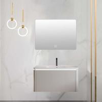 China Luxury Bathroom Cabinet with Sink and LED Mirror 35-37 in Width Modern Wall Mounted Vanity for sale