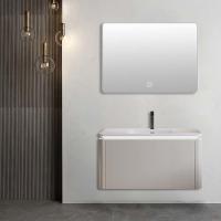 China Luxury Bathroom Cabinet with Sink and LED Mirror 35-37 in Width Modern Wall Mounted Vanity for sale