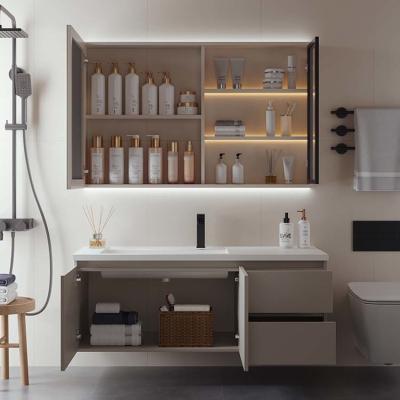China Ceramic Bathroom Over Sink Cabinet with LED Mirror 35-37 in Width Modern Wall Mounted for sale
