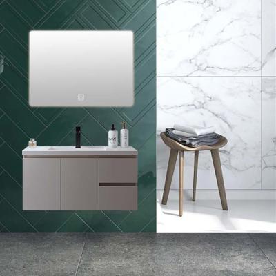 China Modern Wall Mounted Bathroom Vanity with LED Mirror 35-37 in Width Custom Size for sale