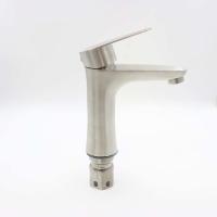 China Single Handle Luxury Bathroom Faucet 304 Stainless Steel 15x14 cm Modern Basin Mixer for sale