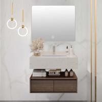 China Ceramic Wall Mount Bathroom Vanity SONSILL Wall Hung Vanity With Countertop Basin for sale