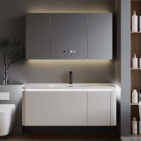 China Skincare Cloud Rock Integrated Basin Bathroom Vanity Set 80x50x50cm Solid Wood Plywood Wall Mounted for sale