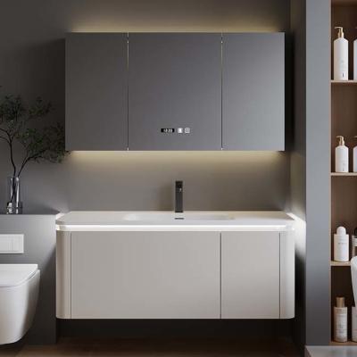 China Skincare Cloud Rock Integrated Basin Bathroom Vanity Set 80x50x50cm Solid Wood Plywood Wall Mounted for sale