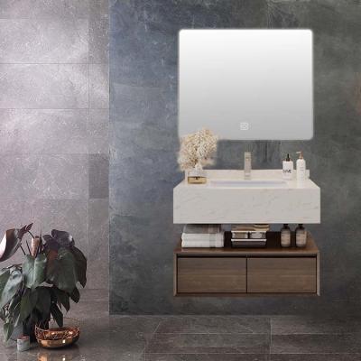 China Black Walnut Custom Made Vanity Cabinets 80*25*50cm Wall Mounted for sale