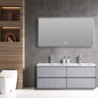 China 120cm Double Sink Bathroom Vanity with LED Mirror and 4 Drawers Wall Mounted for sale
