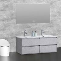 China Wall Mounted 120cm Plywood Bathroom Vanity with LED Mirror and 4 Drawers for sale