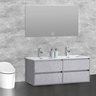 China Wall Mounted 120cm Plywood Bathroom Vanity with LED Mirror and 4 Drawers for sale