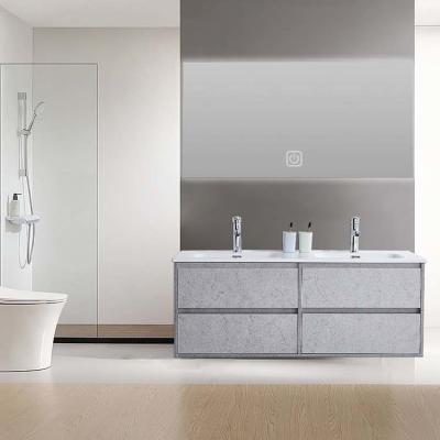 China Plywood Bathroom Vanity 120cm Wall Mounted Drawer Cabinet with LED Mirror and Ceramic Basin for sale