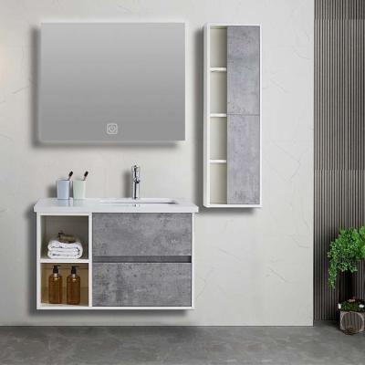 China 16mm Plywood Wall Mounted Bathroom Vanity with LED Mirror 80x50x50cm for sale