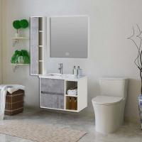 China LED Mirror Bathroom Vanity Set 80cm Plywood Cabinet Wall Mounted with Ceramic Basin for sale