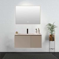 China Smart Light Mirror Wood Bathroom Vanity with Nano Rock Integrated Basin 80x45x50cm for sale