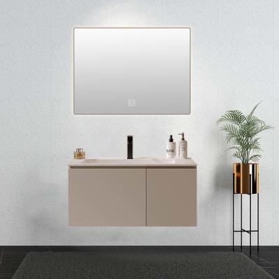 China Smart Light Mirror Wood Bathroom Vanity with Nano Rock Integrated Basin 80x45x50cm for sale
