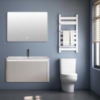 China Solid Wood Plywood Bathroom Vanity Set 80cm Wall Mounted Integrated Sink Slate Cabinet for sale
