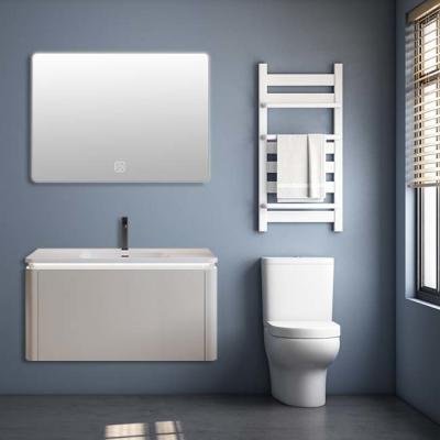 China Solid Wood Plywood Bathroom Vanity Set 80cm Wall Mounted Integrated Sink Slate Cabinet for sale