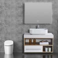 China White LED Wall Mounted Bathroom Vanity Set Solid Wood 80cm Ceramic Basin for sale