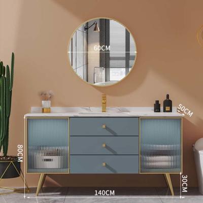 China Floor Type 3 Drawer Bathroom Vanity Cabinet with LED Mirror for sale