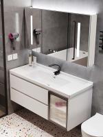 China Combined Wall Mount Bathroom Vanity Solid Wood Hotel Style Bathroom Vanity for sale