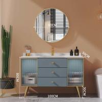 China Floor Mounted Single Washbasin Bathroom Cabinet 80x50x50cm with Drawer and LED Mirror for sale