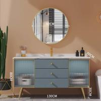 China Euro Style Solid Wood Bathroom Vanity Cabinet 80cm Floor Standing with Legs for sale