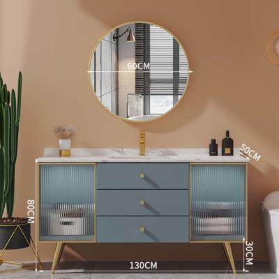 China Euro Style Solid Wood Bathroom Vanity Cabinet 80cm Floor Standing with Legs for sale