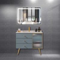 China Euro Style Solid Wood Bathroom Vanity Cabinet 80cm Floor Standing with Legs for sale