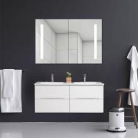 China SONSILL Luxury PVC Bathroom Cabinet 47 Inch Double Basin Vanity with LED Mirror for sale