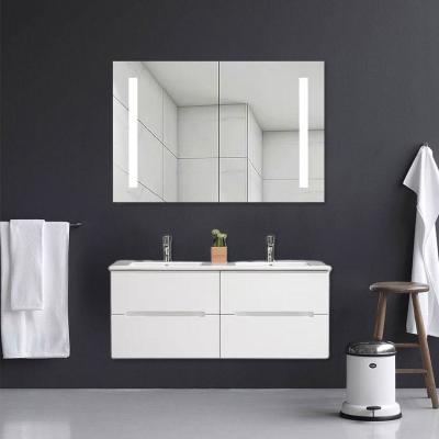China SONSILL Luxury PVC Bathroom Cabinet 47 Inch Double Basin Vanity with LED Mirror for sale