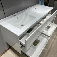 China SONSILL Luxury PVC Bathroom Cabinet 47 Inch Double Basin Vanity with LED Mirror for sale