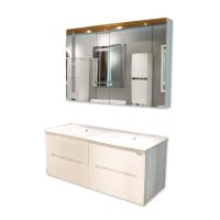 China Luxury Euro Style PVC Bathroom Vanity Set 120cm Wall Mounted Solid Wood Cabinet for sale
