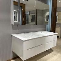 China Luxury Euro Style PVC Bathroom Vanity Set 120cm Wall Mounted Solid Wood Cabinet for sale
