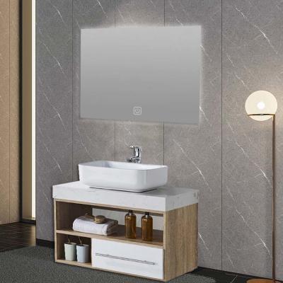 China 16mm Plywood Wall Mounted Bathroom Vanity Cabinet with Ceramic Basin 80cm LED Mirror for sale