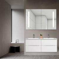 China Floating PVC Double Sink Bathroom Cabinet 1200x800x130mm Wall Mounted Vanity for sale