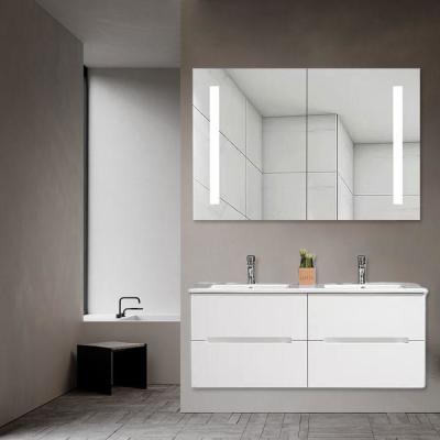 China Floating PVC Double Sink Bathroom Cabinet 1200x800x130mm Wall Mounted Vanity for sale