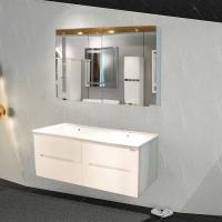 China Floating PVC Double Sink Bathroom Cabinet 1200x800x130mm Wall Mounted Vanity for sale