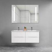 China PVC Bathroom Cabinet with Ceramic Basin 4 Drawer Wall Mounted Vanity 118x46x47cm for sale