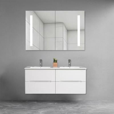 China PVC Bathroom Cabinet with Ceramic Basin 4 Drawer Wall Mounted Vanity 118x46x47cm for sale