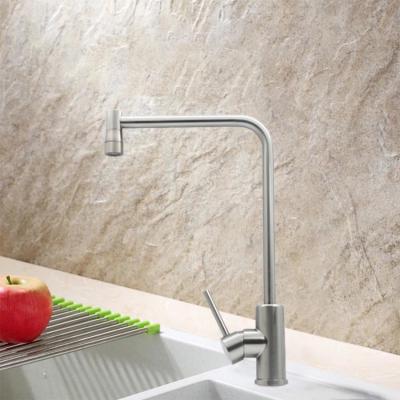 China SUS304 Stainless Steel Kitchen Faucet 360 Degree Rotatable Single Hole Deck Mounted 40cm for sale