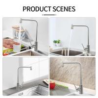 China SUS304 Stainless Steel Single Hole Kitchen Faucet 400mm Brushed Cold Hot Water Mixer Tap for sale