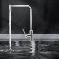 China 304 Stainless Steel Kitchen Sink Faucet Silvery Long Neck 400mm Single Hole Deck Mounted for sale
